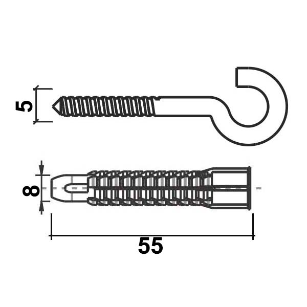 Tipl + luster kuka TC1 ZnB fi8x55/5mm (2kom) DBP1 Dabel